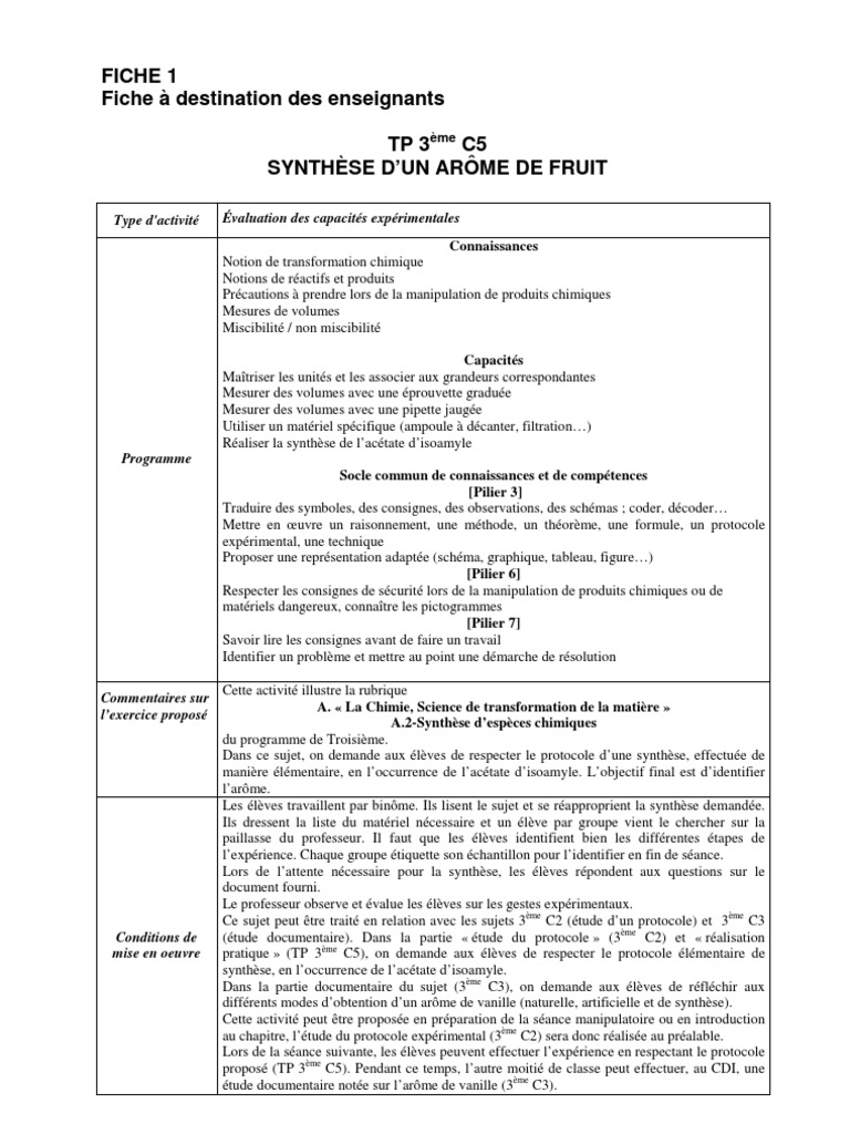 Synthèse d'un arôme de fruit | PDF | Saveur | Acide acétique