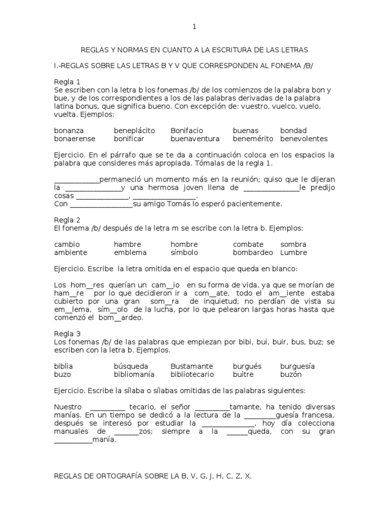 Reglas de Ortografía: B y V para Niños | PDF | Palabra | Ortografía