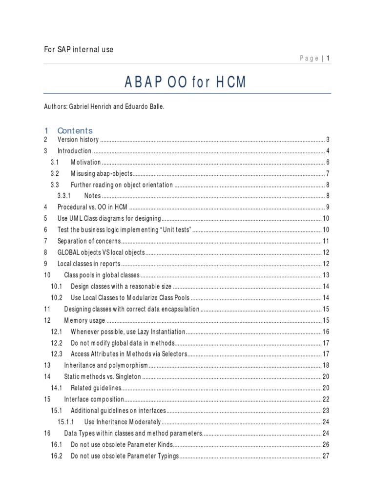 ABAP OO For HCM | PDF | Class (Computer Programming) | Method (Computer Programming)