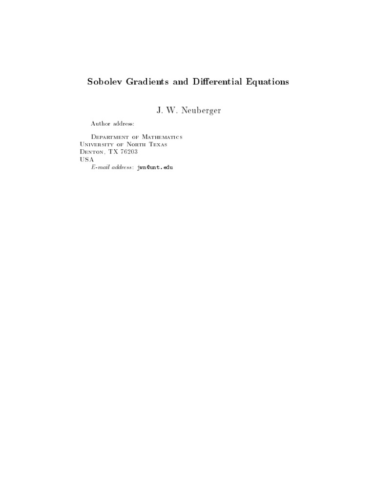Sobolev Gradients and Di Erential Equations: Author Address | Download Free PDF | Numerical ...