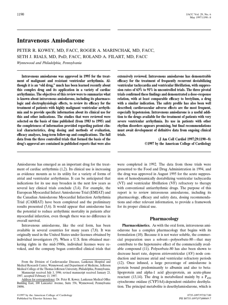 Intravenous Amiodarone | Cardiac Arrhythmia | Clinical Trial