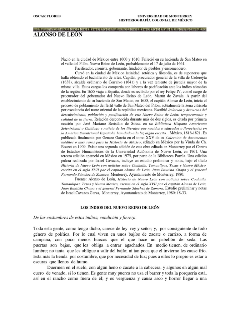 Alonso de León y los Indios del Nuevo Reino | PDF | México | Cristo ...