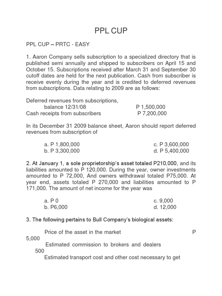 PPL Cup Easy | PDF | Debits And Credits | Fair Value