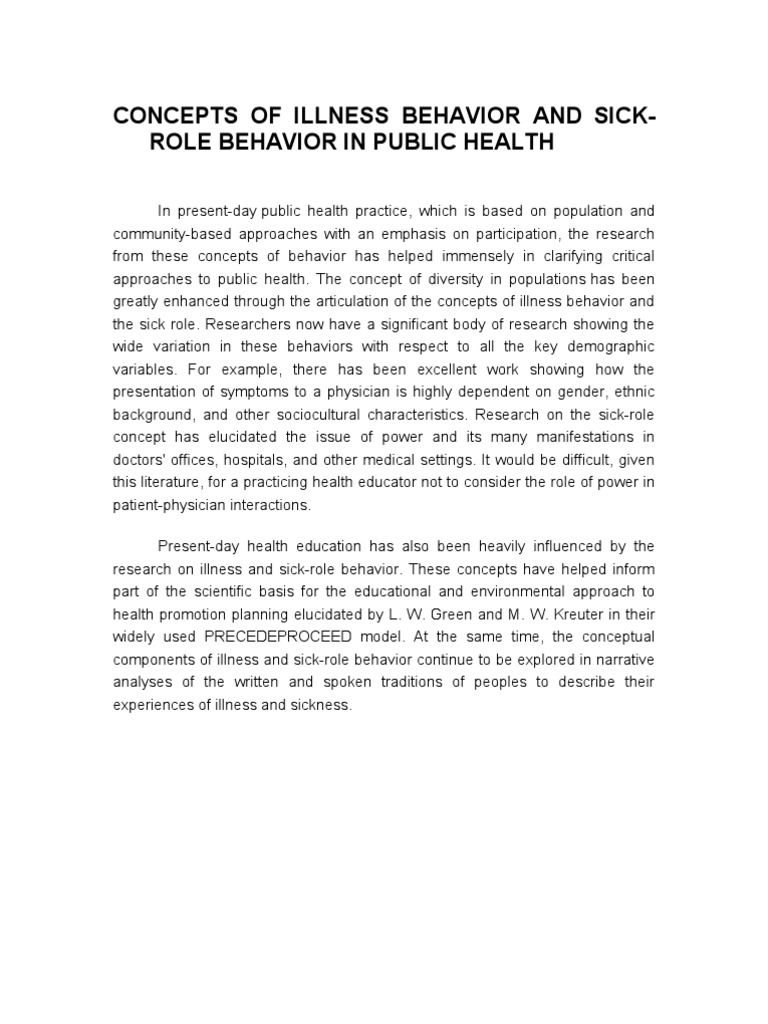 Illness and Sick-Role Behavior Insights | PDF