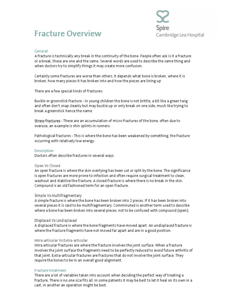 Fracture Overview | PDF | Fracture | Bone