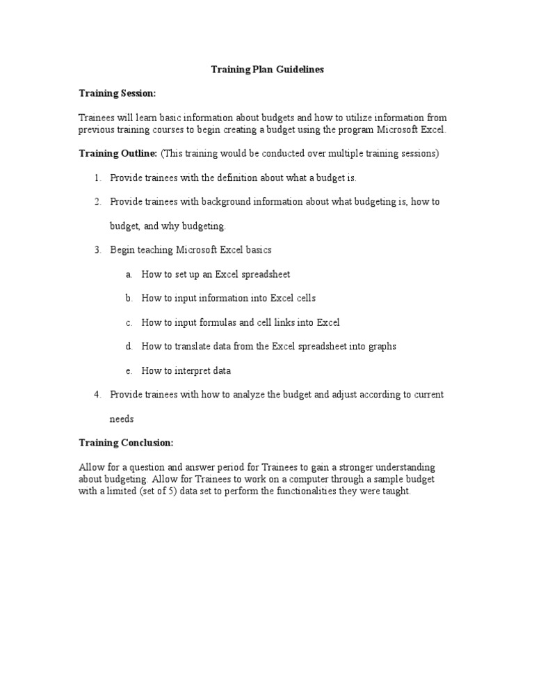 Training Plan Guidelines Lesson Plan | PDF