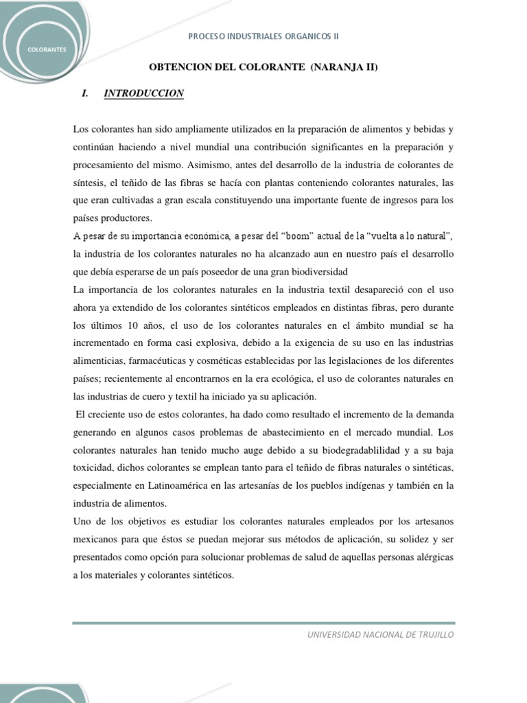 Obtención del Colorante Naranja II | PDF | Sal (química) | Moléculas