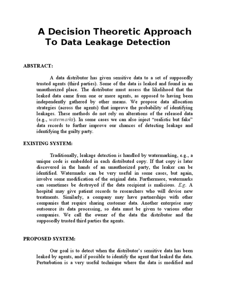 Data Leakage Detection | PDF | Object (Computer Science) | Mathematical Optimization