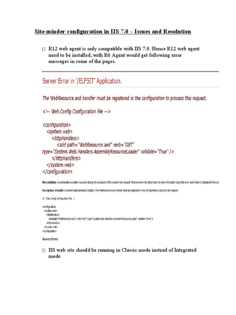 IIS 7.0 Site Minder Setup Issues Fix | PDF | Computers