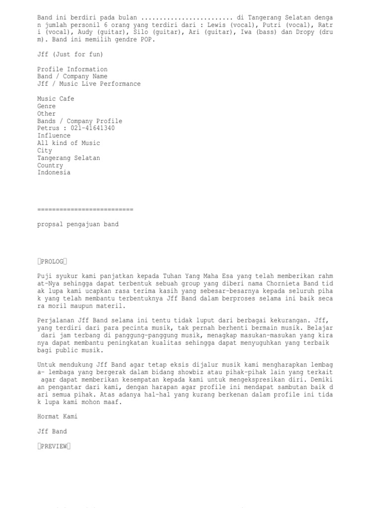 Contoh Band Profile | PDF