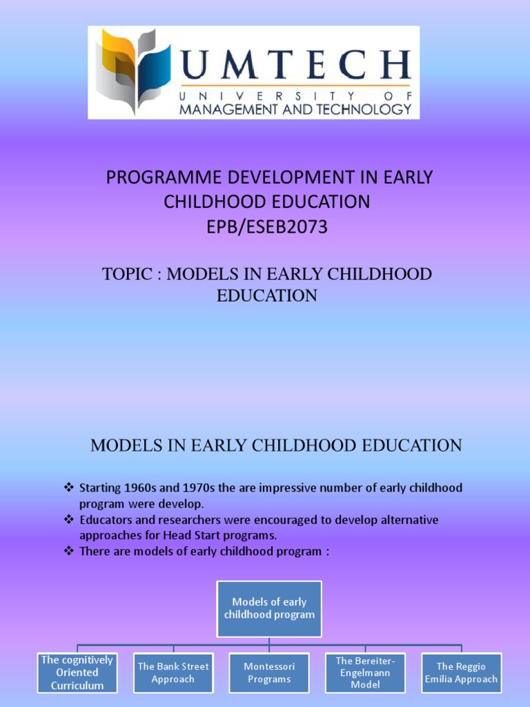 Programme Development in Early Childhood Education EPB/ESEB2073 | PDF ...