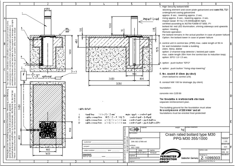 Crash Rated Bollard Type M30 PPG M30 355/1000: Customer | PDF ...