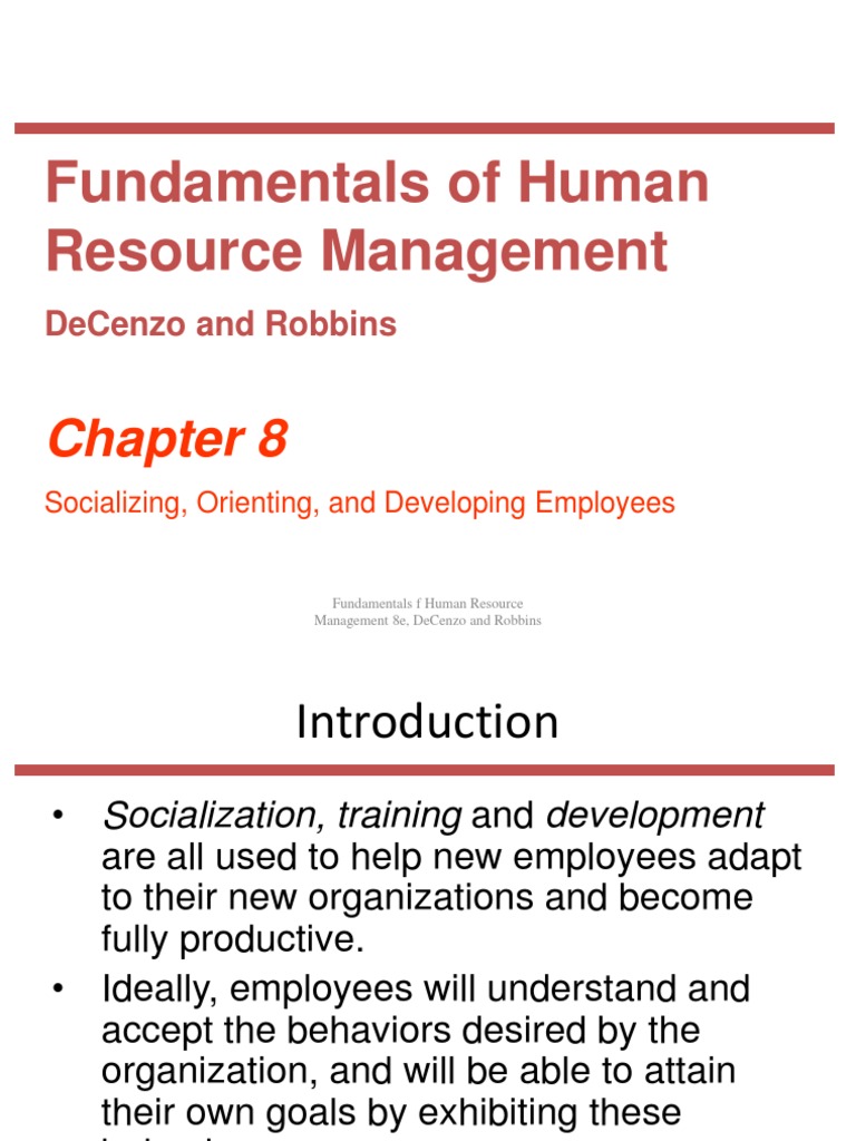 Fundamentals of Human Resource Management: Decenzo and Robbins | PDF | Socialization | Resource
