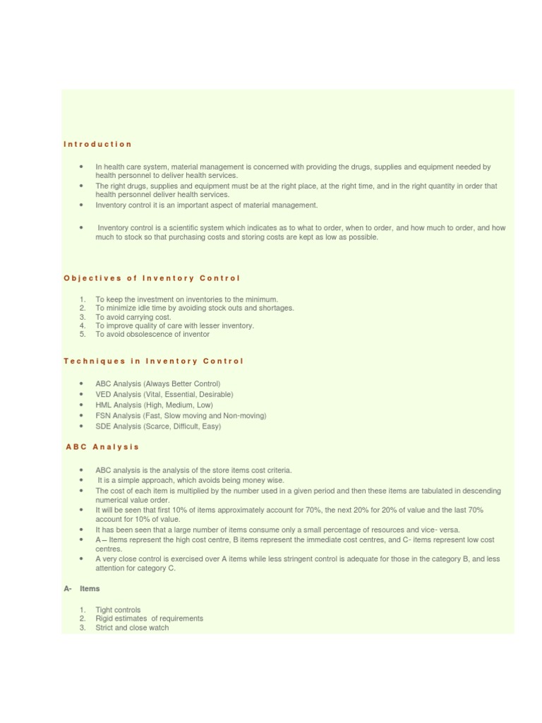 Ved Analysis | PDF | Inventory | Health Care