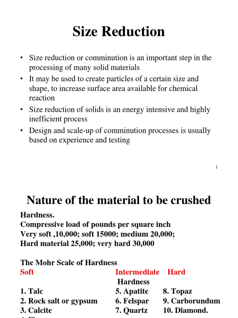 Size Reduction | PDF | Mill (Grinding) | Mixture