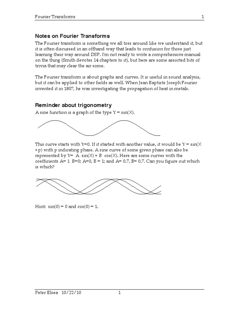 Fourier Notes | PDF | Fourier Analysis | Discrete Fourier Transform