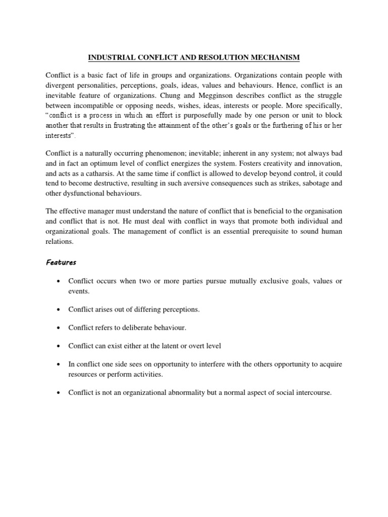 Conflict & Resolution Mechanism | PDF | Conflict (Process) | Goal