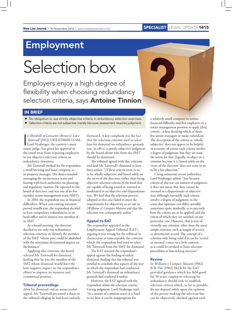 Redundancy Selection Flexibility | PDF | Layoff | Employment