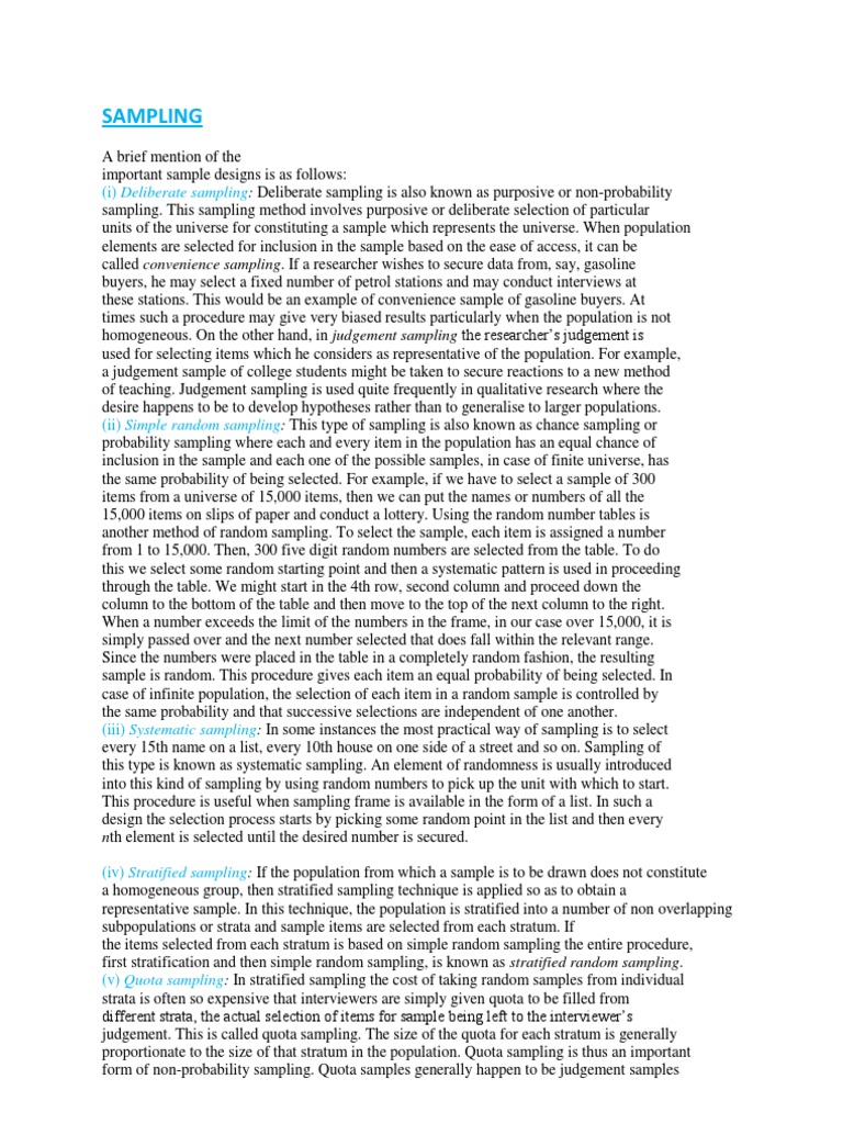 Sampling | PDF | Stratified Sampling | Sampling (Statistics)