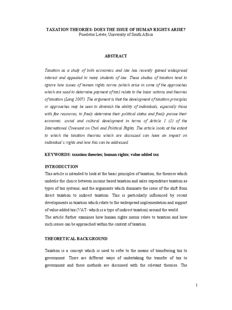 Theories of Taxation | PDF | Public Finance | Taxes