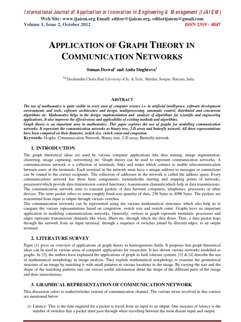 Application of Graph Theory in Communication Networks | PDF | Graph ...