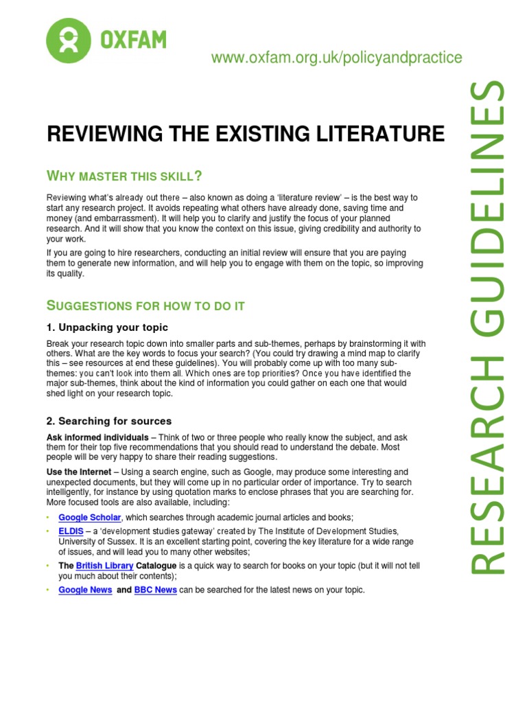 Reviewing The Existing Literature | PDF | Literature Review | News