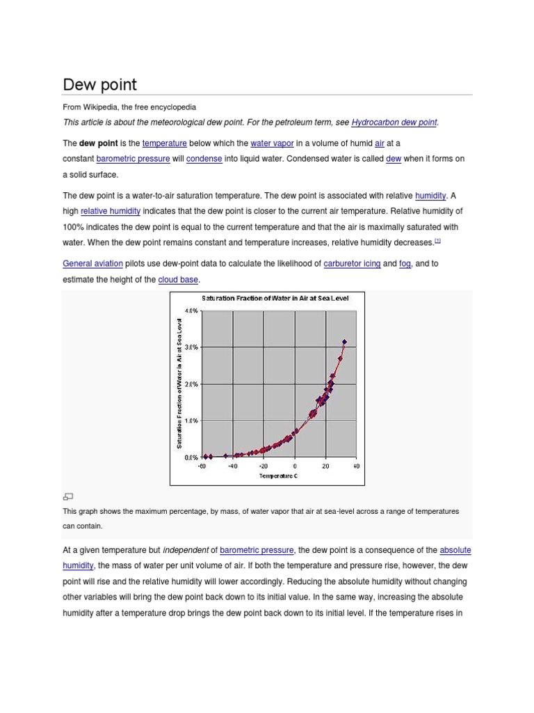 Dew Point | PDF | Humidity | Gases