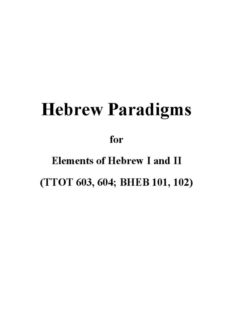 Hebrew Paradigms | PDF | Grammatical Gender | Languages
