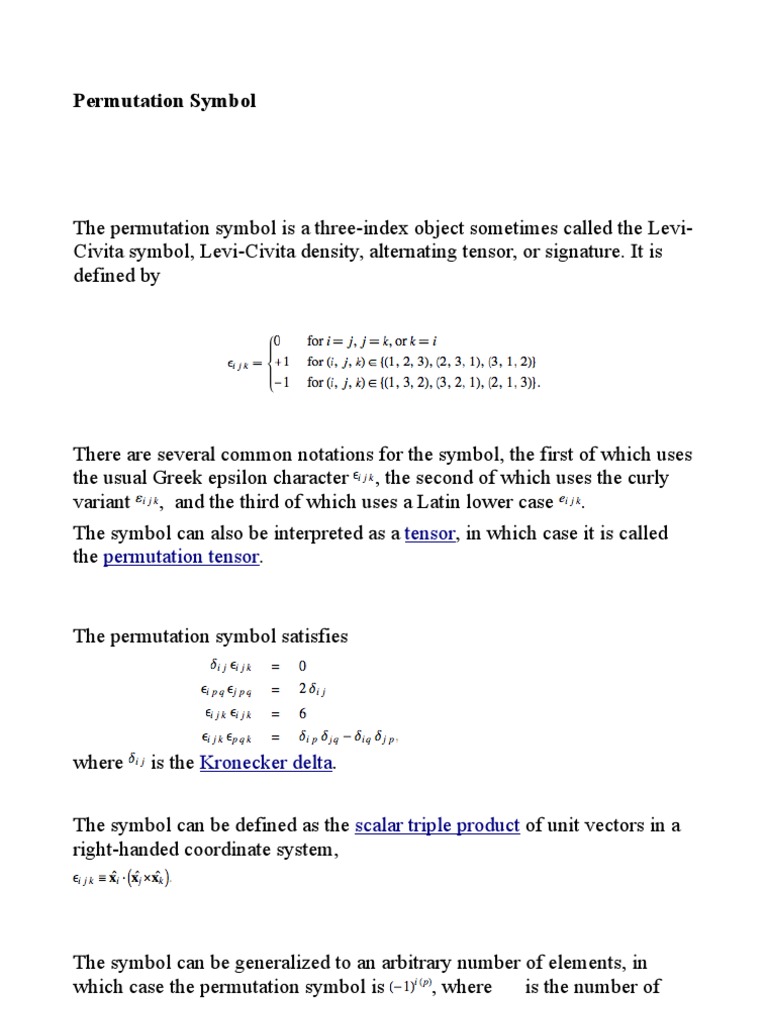 Permutation Symbol | PDF