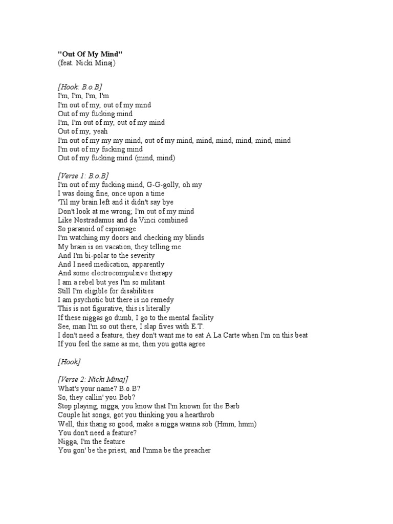 Out of My Mind | PDF | Songs Written | Leisure