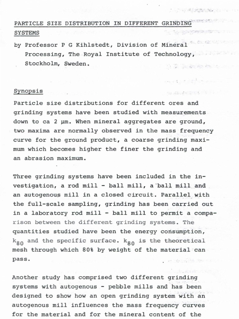 Particle Size Distribution of Different Grinding Systems | PDF | Mill ...
