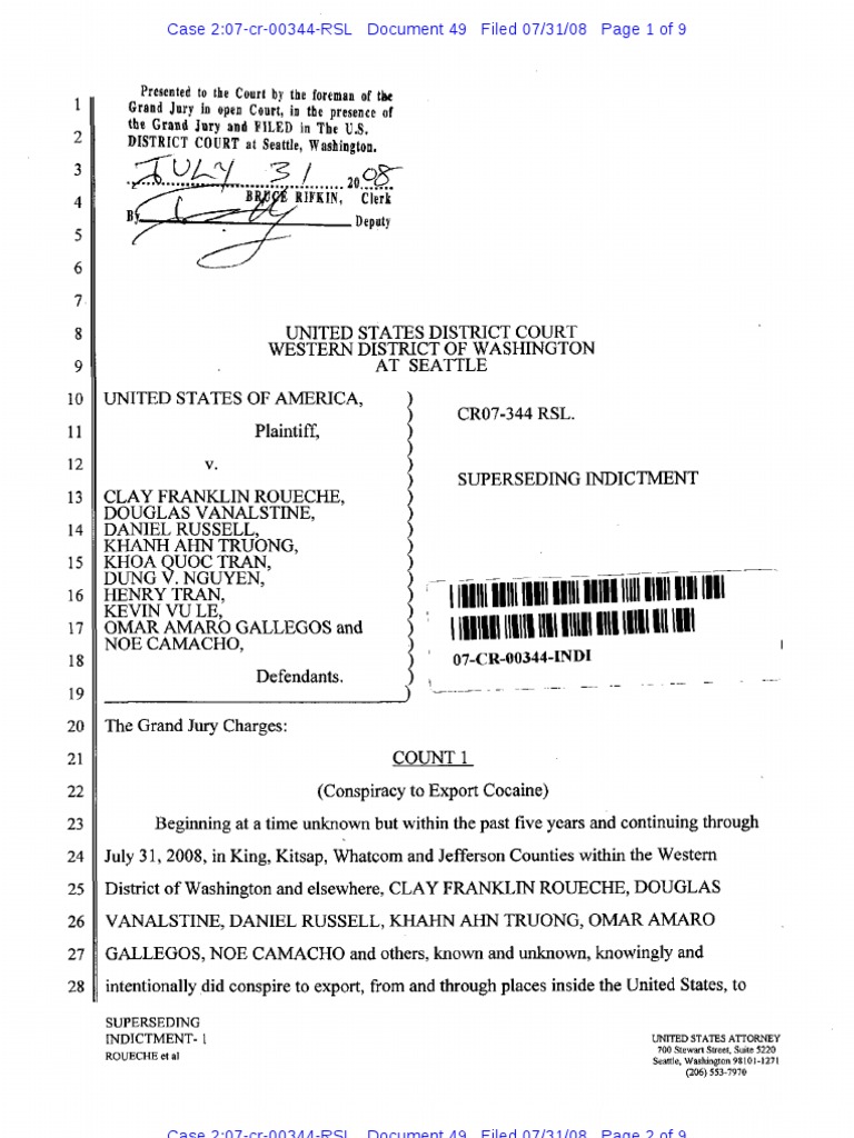 2008 Indictment Naming Clay Roueche Doug Vanalstine And Other Members