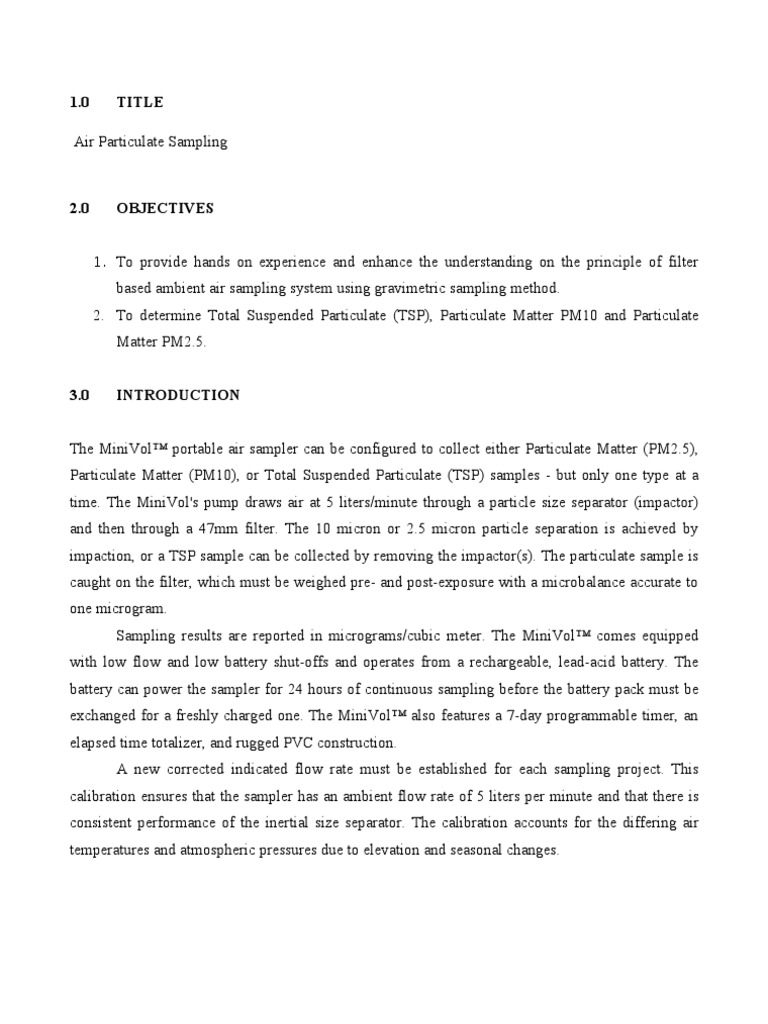 Air Particulate Sampling | PDF | Particulates | Air Pollution