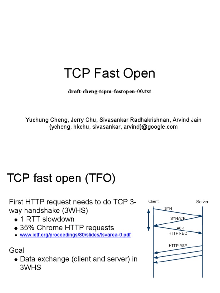 TCP Fast Open | Download Free PDF | Transmission Control Protocol | Http Cookie