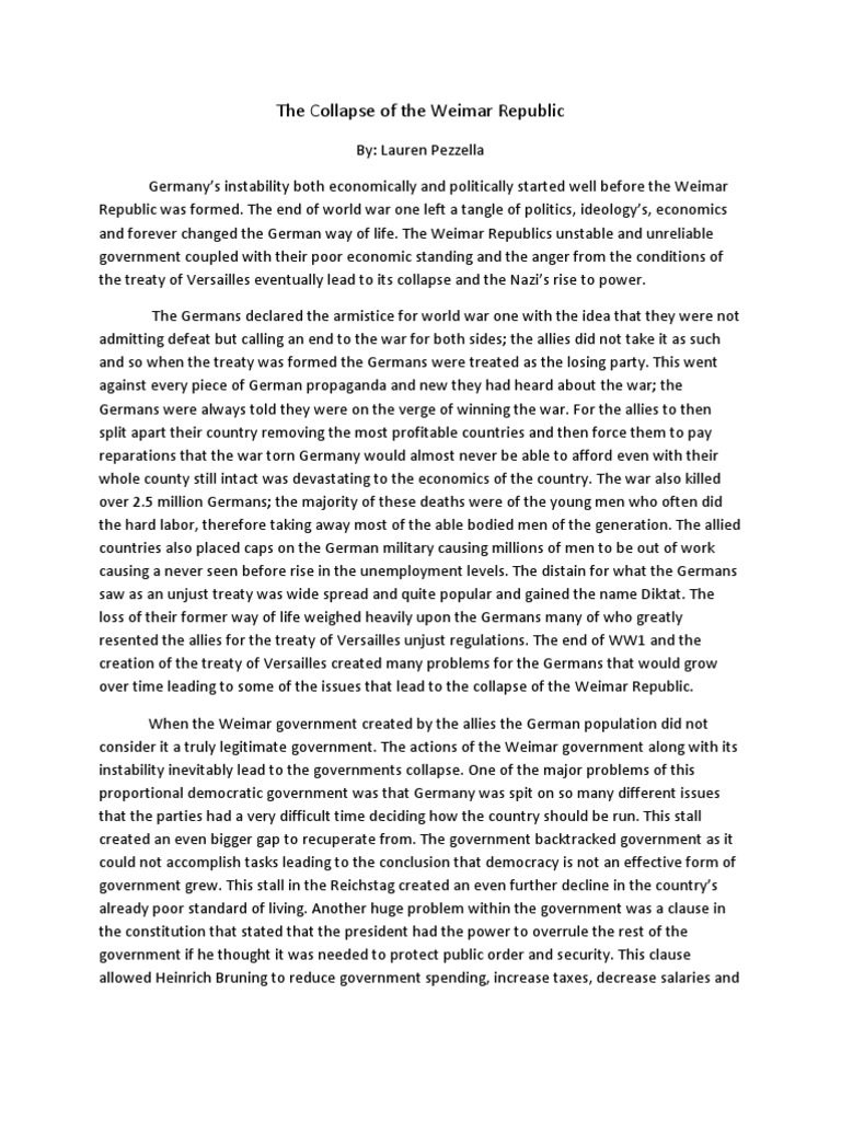 The Collapse of The Weimar Republic | PDF | Weimar Republic | Treaty Of ...