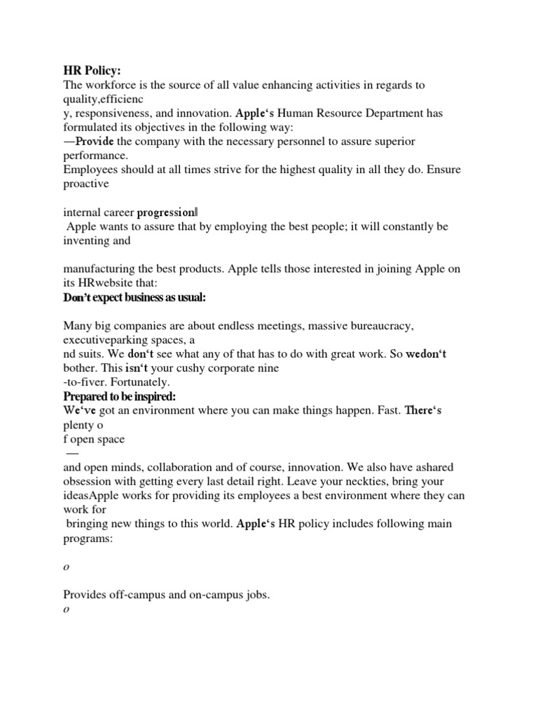 HR Policy | Apple Inc. | Efficient Energy Use