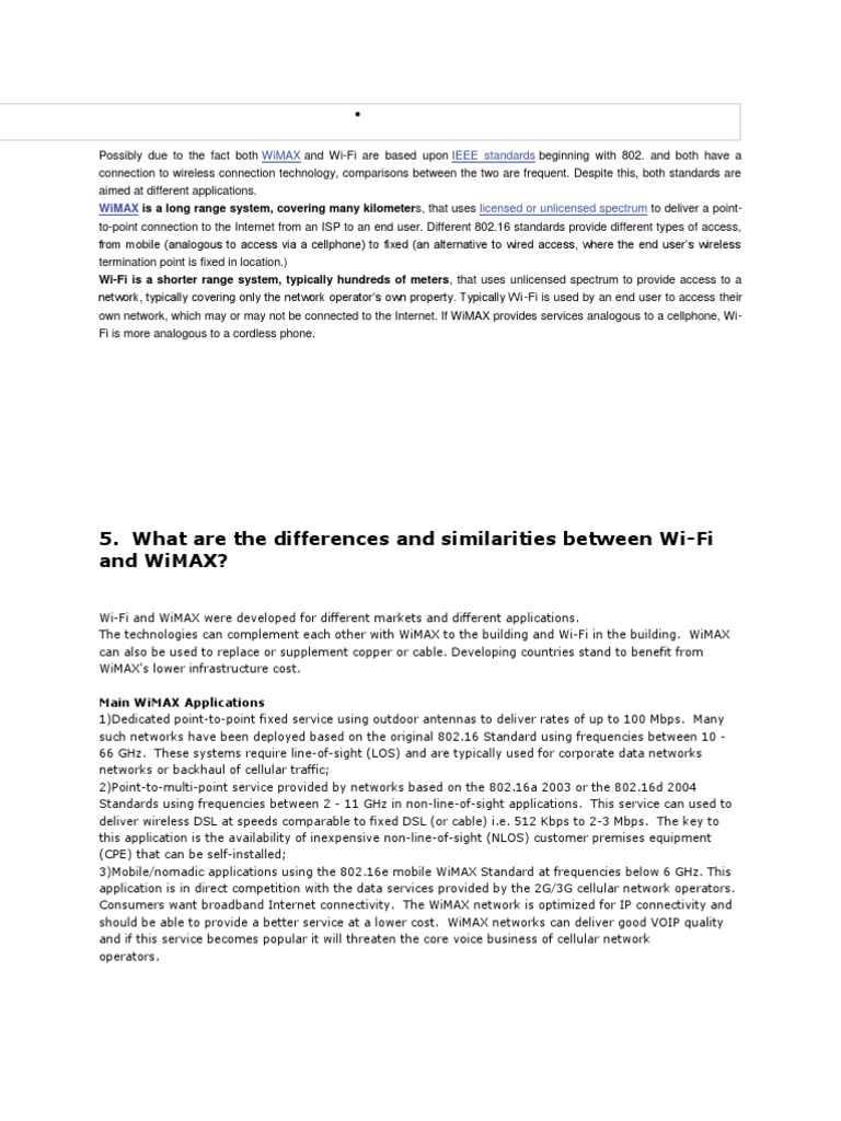 What Are The Differences and Similarities Between Wi-Fi and Wimax ...