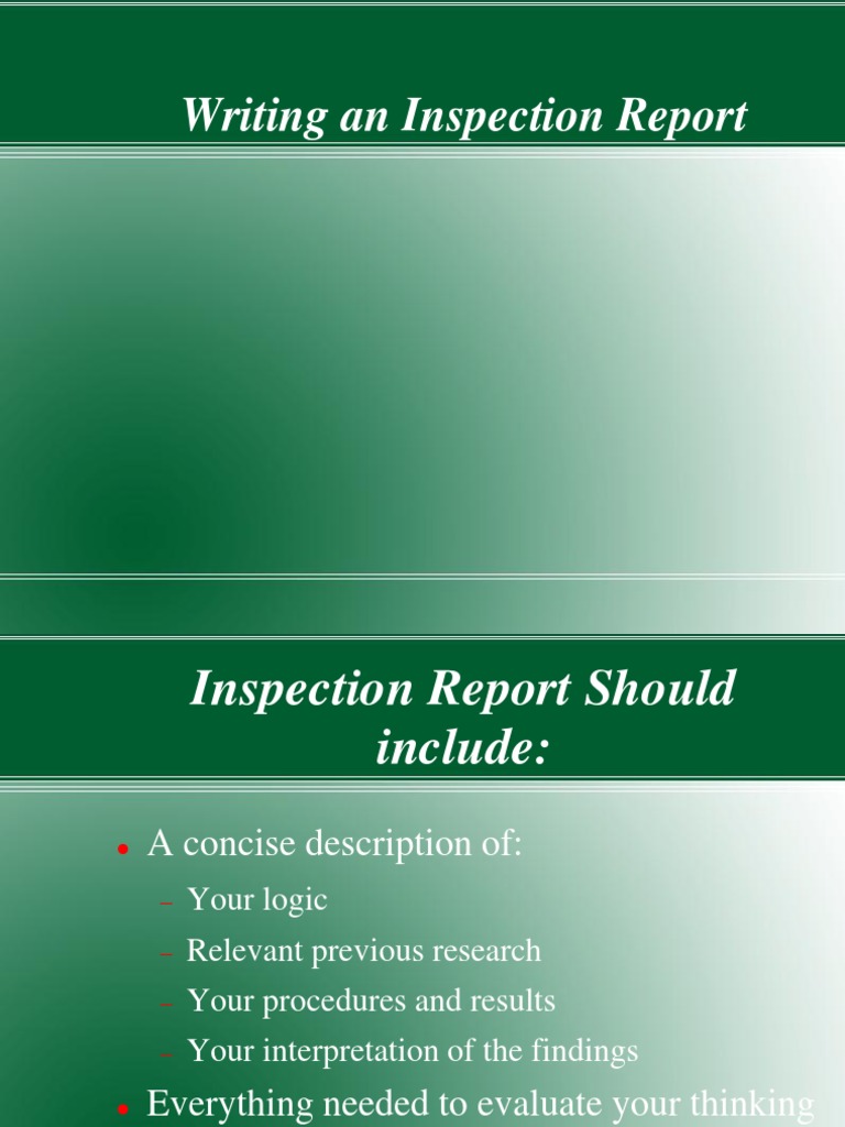 Writing An Inspection Report | PDF | Hypothesis | Statistical ...