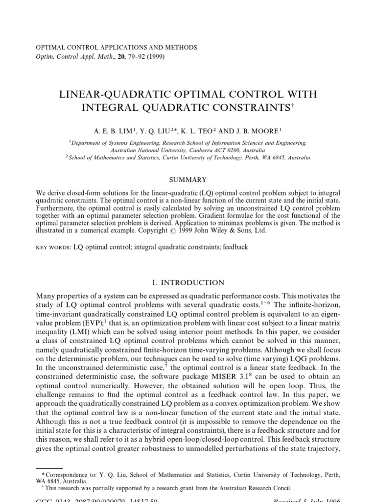 Linear-Quadratic Optimal Control With Integral Quadratic Constraints ...