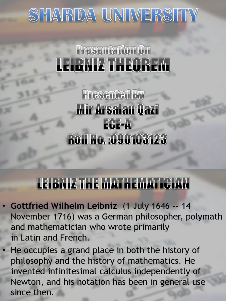 Leibniz Theorem | PDF | Gottfried Wilhelm Leibniz | Teaching Mathematics