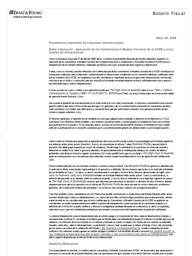 E&Y. Comentarios Modelo OCDE | PDF | Organización para la cooperación ...