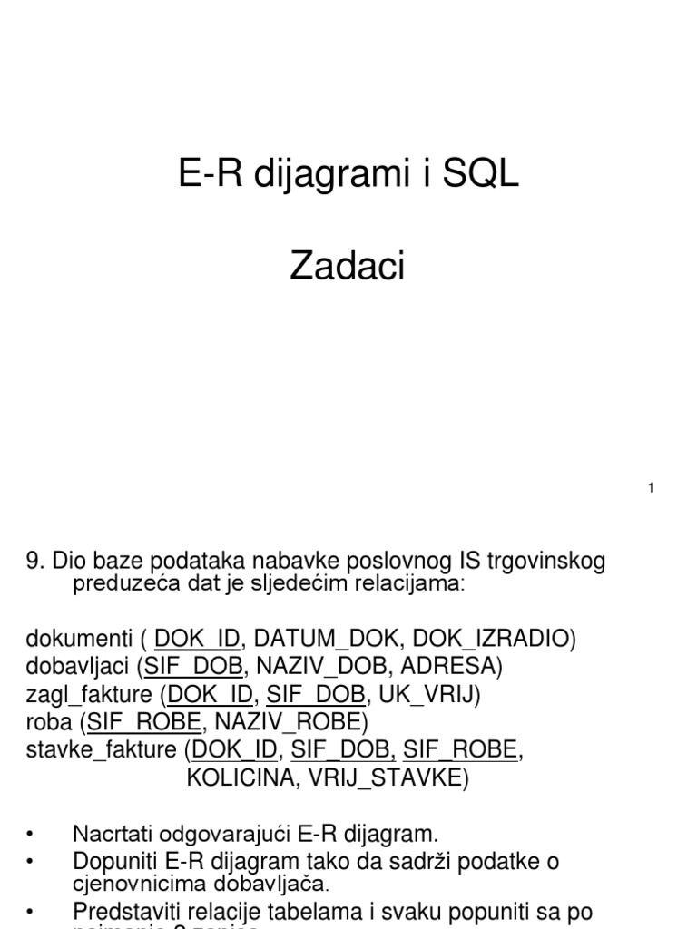 ER Dijagrami I Zadaci | PDF