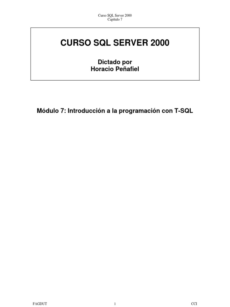 M - Dulo 07 Curso SQL Server | PDF | Servidor SQL de Microsoft | Tabla (base de datos)