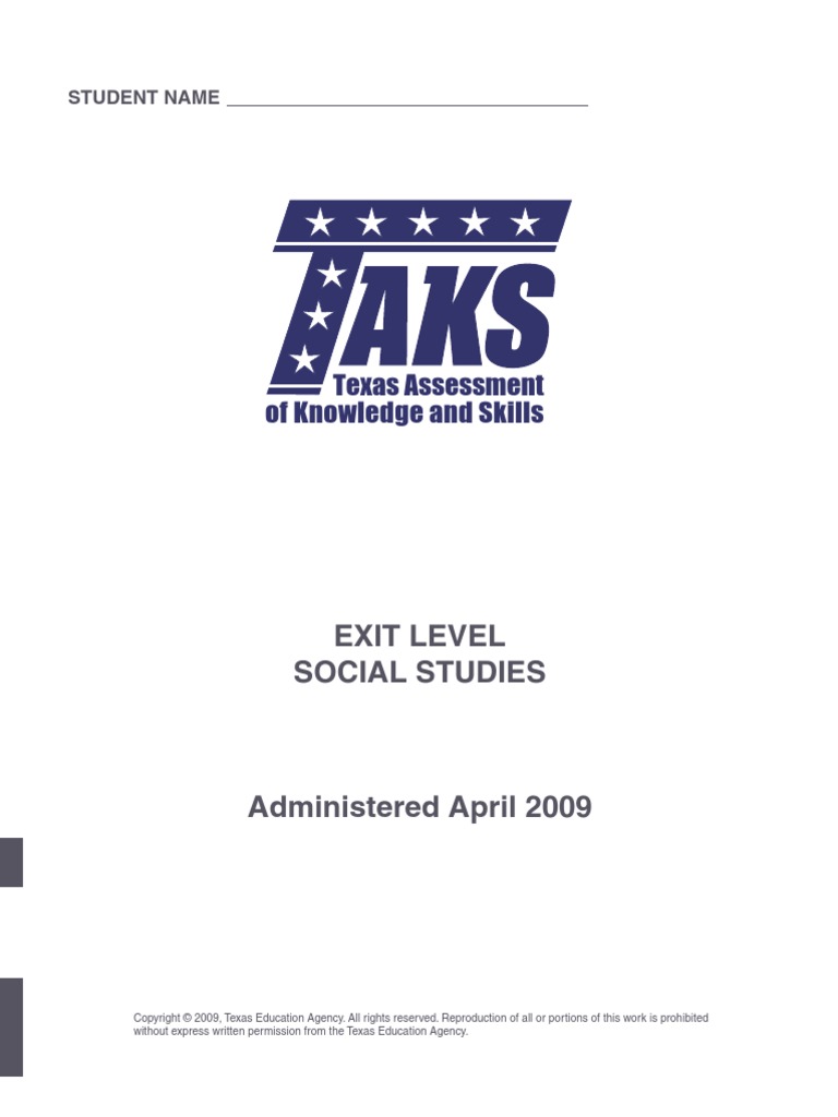 Social Studies Texas TAKS With Answers 2009 | PDF | The United States ...