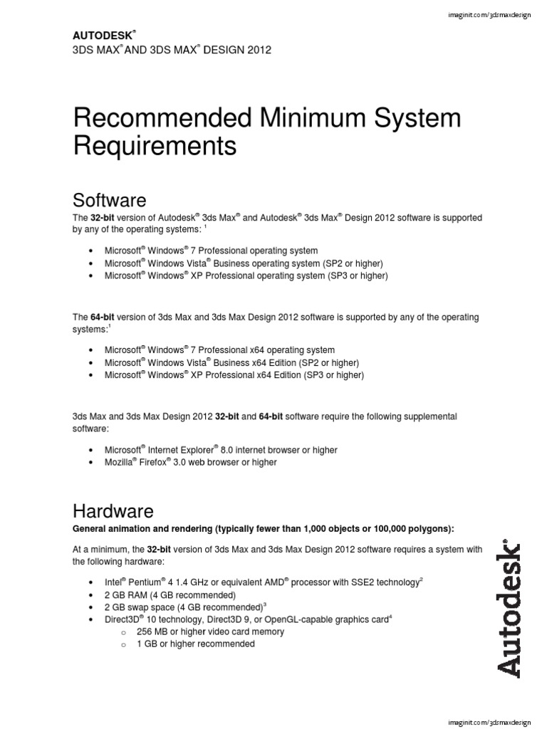 3ds Max 2012 Design - System Requirements | PDF | Macintosh | 64 Bit ...