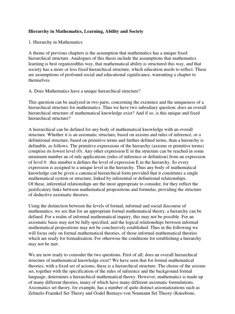Hierarchy in Mathematics | PDF | Axiom | Hierarchy