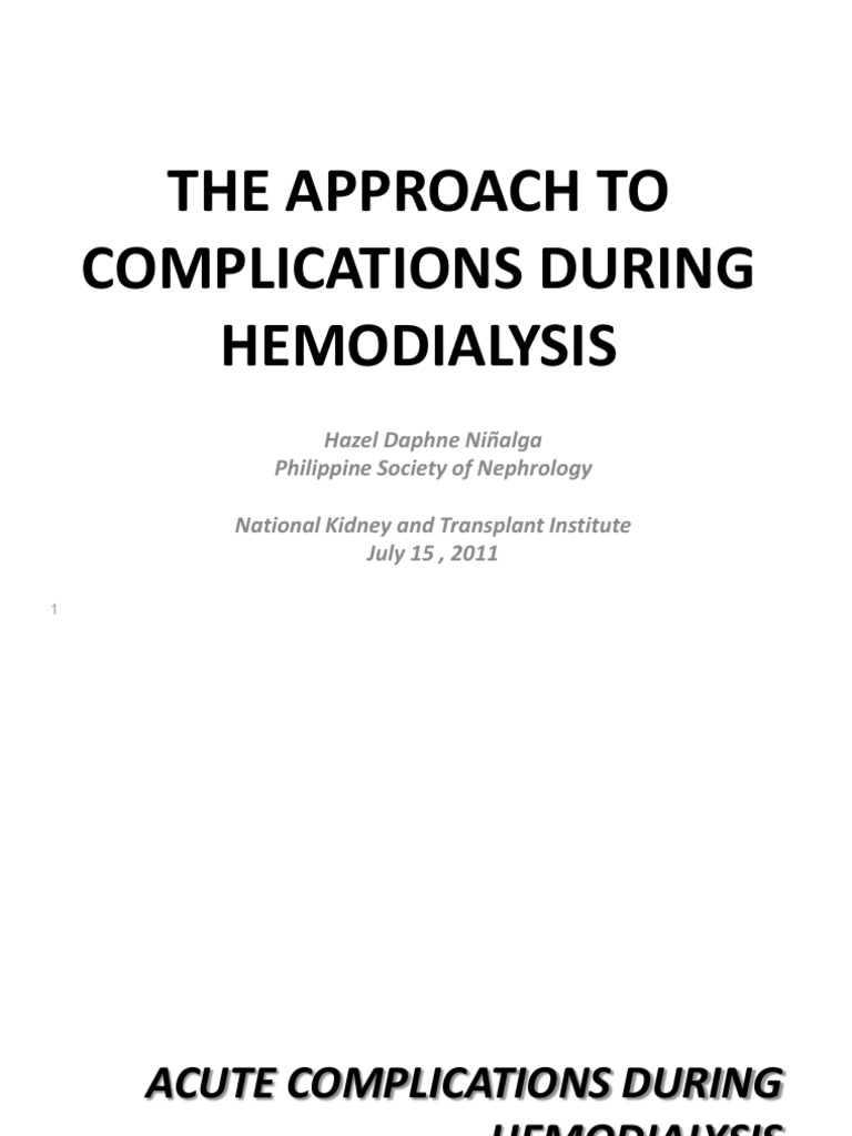 The Approach To Complications During Hemodialysis | PDF | Hemodialysis ...