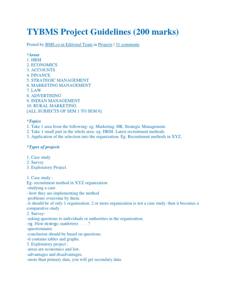 TYBMS Project Guidelines | PDF | Survey Methodology | Questionnaire