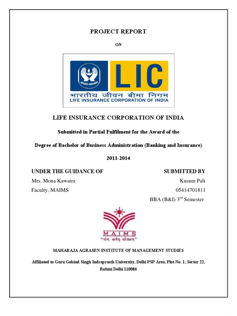 LIC Project Report | PDF | Insurance | Annuity (European)