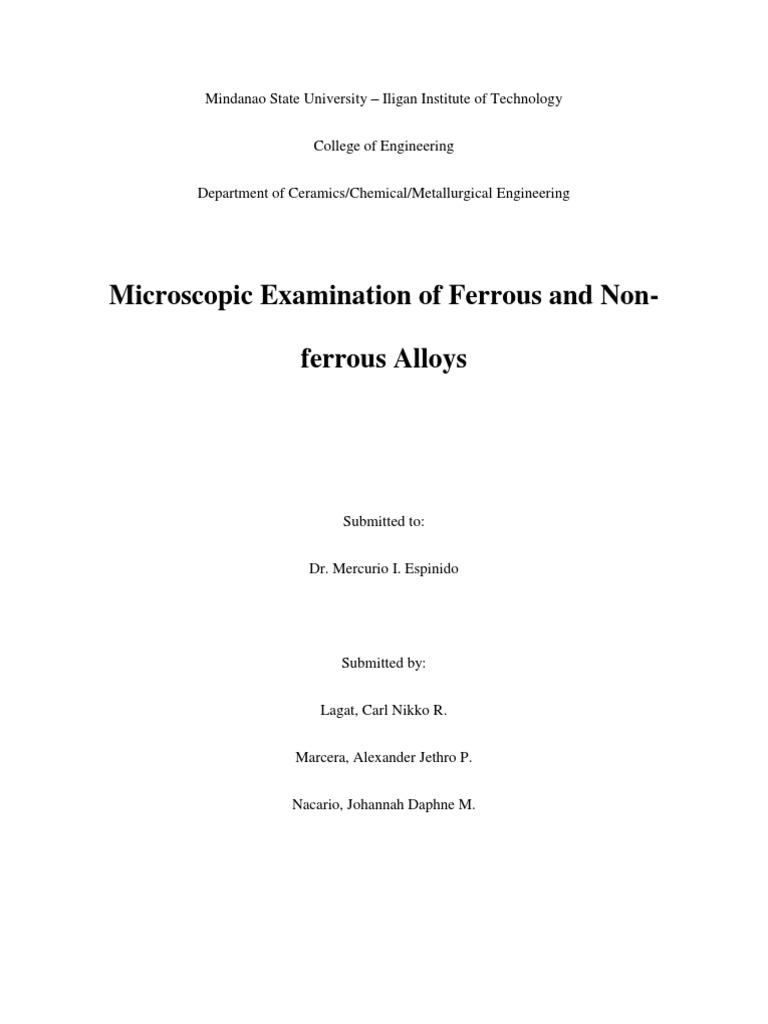 Microscopic Examination of Ferrous and Non | PDF | Alloy | Steel